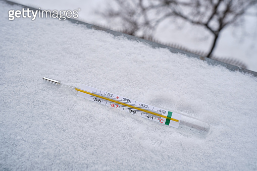 Medical thermometer close-up. Traditional thermometer for measuring ...