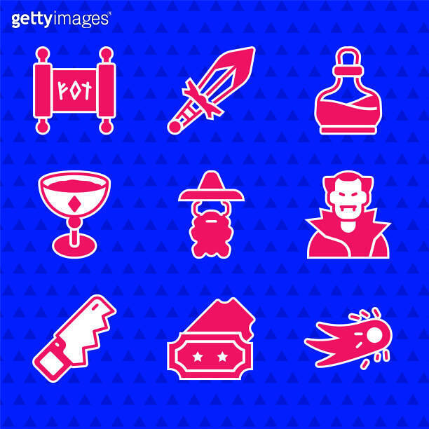 Set Wizard warlock, Ticket, Fireball, Vampire, Hand saw, Medieval ...