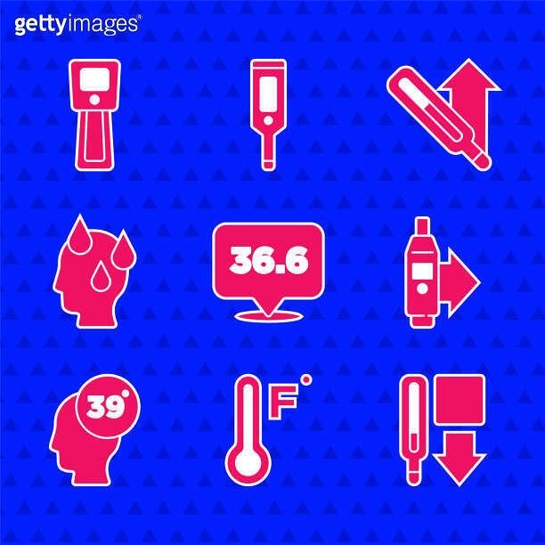Set Medical thermometer, Meteorology, Digital, High human body ...