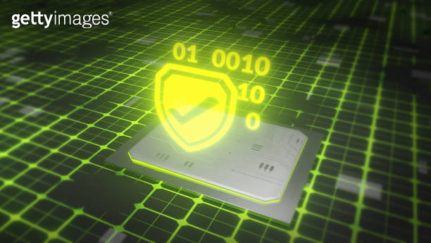 technology cyber security binary code in shield 3D Illustration 이미지 ...