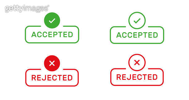 Accepted and Rejected banner signs vector design. Approved and ...