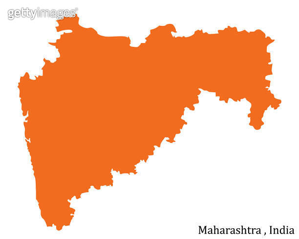 map of the Maharashtra state in saffron color (1415461350) 일러스트, 무료 ...