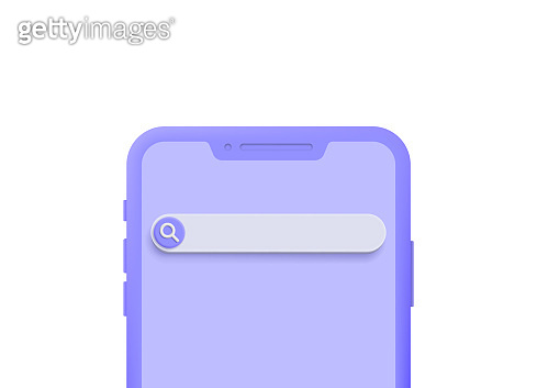 Mobile phone with search bar popping out. Vector 3D illustration ...