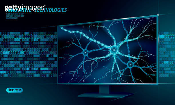 Human neuron low poly anatomy concept. Artificial neural network ...