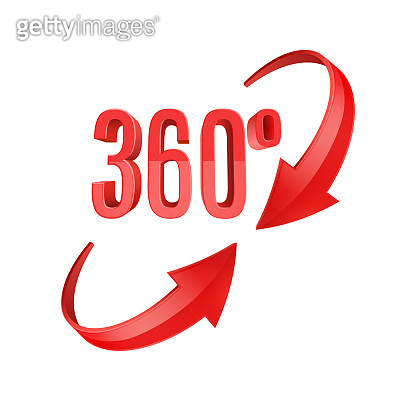 Red glossy 3D arrow 360 sing. Arrow vector icon. 3d vector icon ...