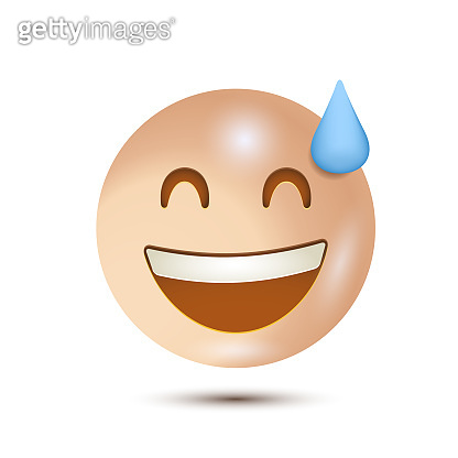 Phew emoji, grinning face with sweat, relief emoji. Vector illustration ...
