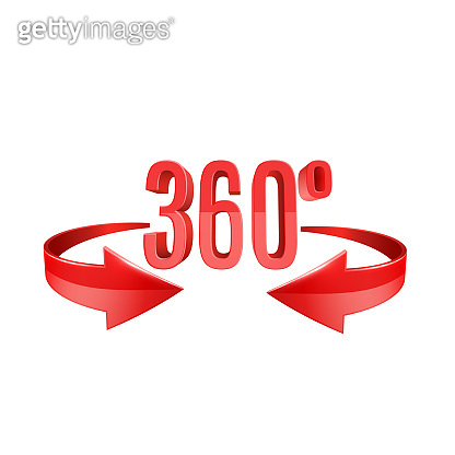 Red glossy 3D arrow 360 sing. Arrow vector icon. 3d vector icon ...
