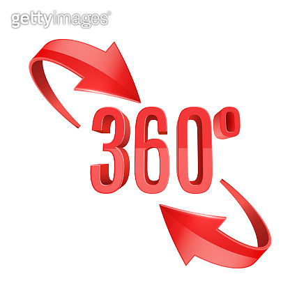 Red glossy 3D arrow 360 sing. Arrow vector icon. 3d vector icon ...