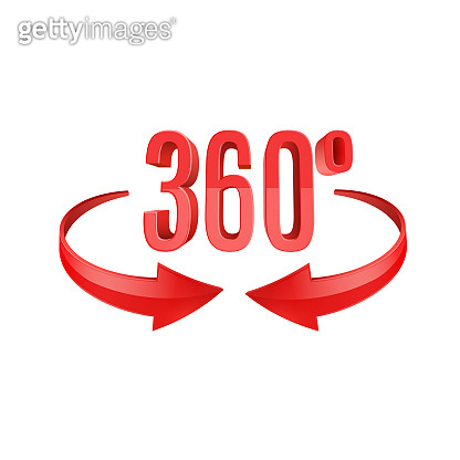 Red glossy 3D arrow 360 sing. Arrow vector icon. 3d vector icon ...