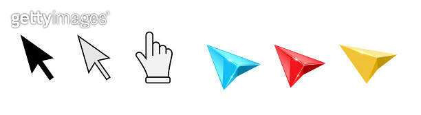 Different kinds of mouse 3D cursors vector set. 이미지 (1394038864) - 게티이미지뱅크