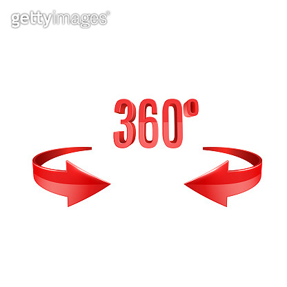Red glossy 3D arrow 360 sing. Arrow vector icon. 3d vector icon ...