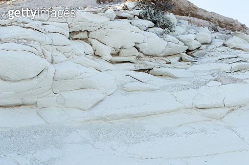 landscape of White stones cave cliff rocks in Limassol Cyprus with blue ...