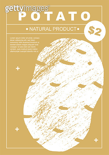 Potato. Set of posters of fruits and vegetables in a abstract draw ...