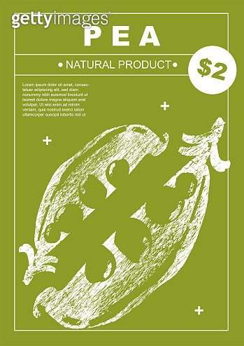 Pea. Set of posters of flegumes and vegetables in a abstract draw ...