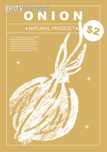 Onion. Set of posters of fruits and vegetables in a abstract draw ...
