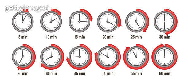 Timer clock, stopwatch icon set. Label preparation time or cooking time ...