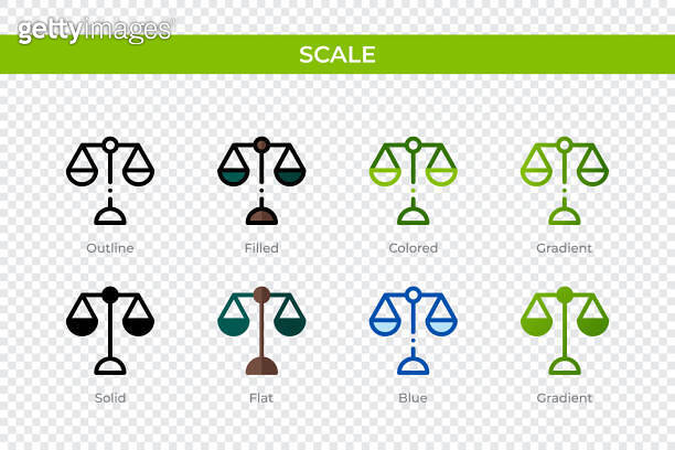 Scale icon in different style. Scale vector icons designed in outline ...