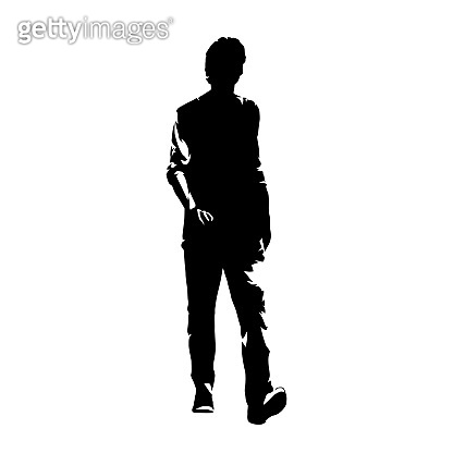 Walking man, isolated vector silhouette. Abstract ink drawing. Adult ...