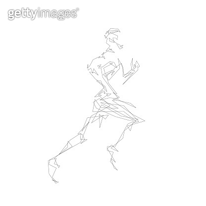 Running man, abstract line art, isolated vector illustration. Runner ...