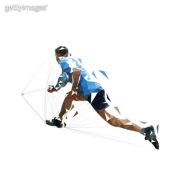 Squash player, isolated low polygonal vector illustration. Geometric ...