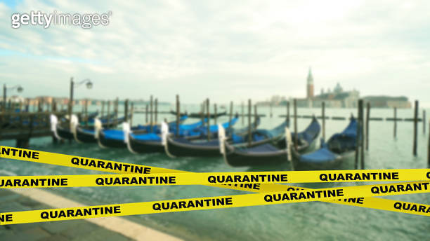 Quarantine Line Restricted Area in Venice, Italy. Danger Zone Concept ...