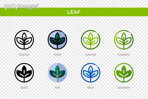 Leaf icon in different style. Leaf vector icons designed in outline ...