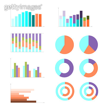Group of quantitative graphs, flat design business infographic ...