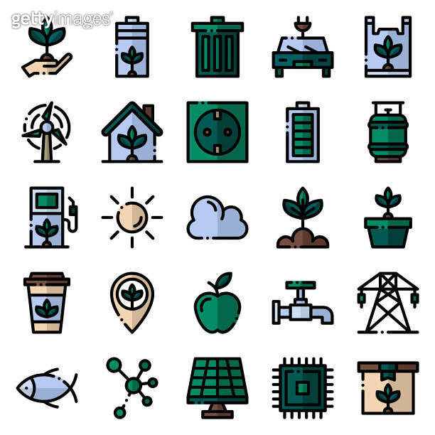 Set of 50 Ecology web icons in filled outline style. Recycling, biology, renewable energy ...