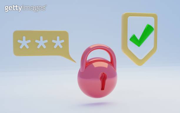 3d secure icon 2fa two steps authentication password 3D rendering 이미지 ...