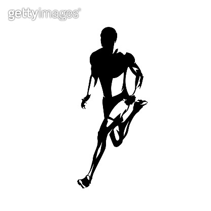 Running man, isolated vector silhouette. Ink drawing. Run 이미지 ...
