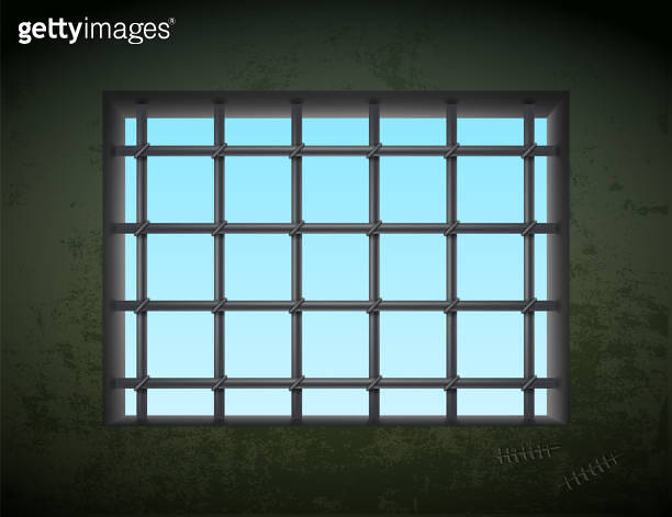 Window with metal prison bars in a prison cell. (1421271724) 일러스트, 무료 ...