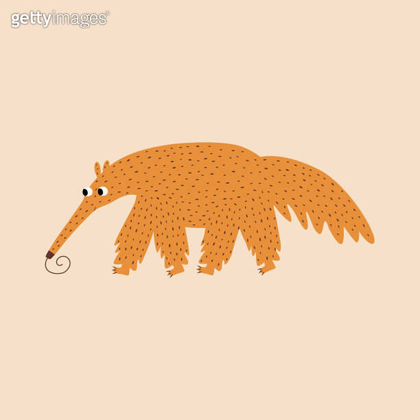 Adorable yellow anteater hand drawn vector illustration. Funny isolated ...
