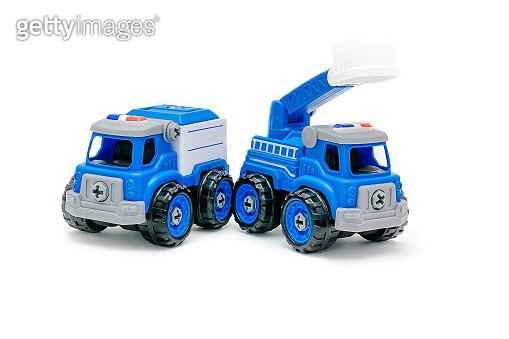 Colorful little mini blue plastic police car tower,crane machine toy ...