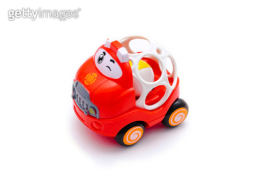 Colorful cute little mini red plastic car toy with teether for newborn ...