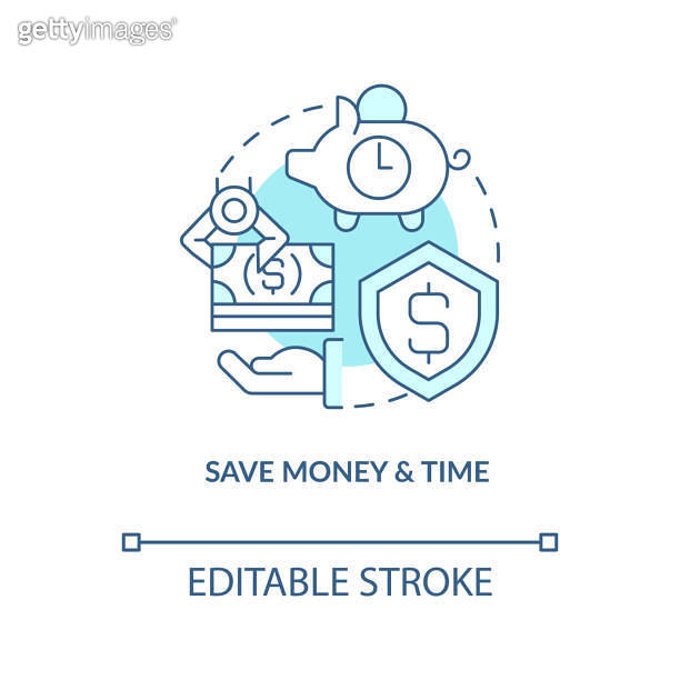 Save money and time turquoise concept icon 이미지 (1440305019) - 게티이미지뱅크