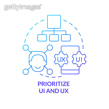 Prioritize UI and UX blue gradient concept icon (1419247563) - 게티이미지뱅크