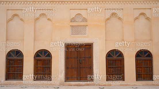 traditional qatari house exterior at the national qatar museum ...
