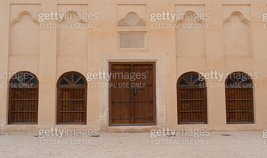 traditional qatari house exterior at the national qatar museum ...