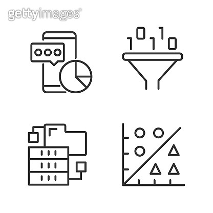 Data mining tools linear perfect pixel icons set 이미지 (1362948247) - 게티이미지뱅크