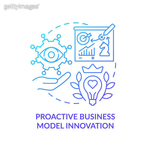 Proactive business model innovation blue gradient concept icon ...