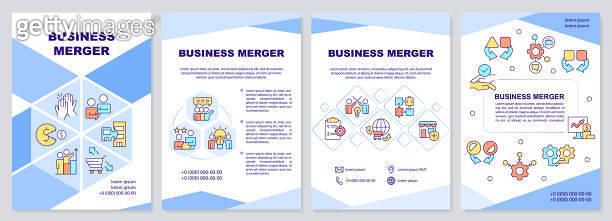 Business merger blue brochure template 이미지 (1403961873) - 게티이미지뱅크