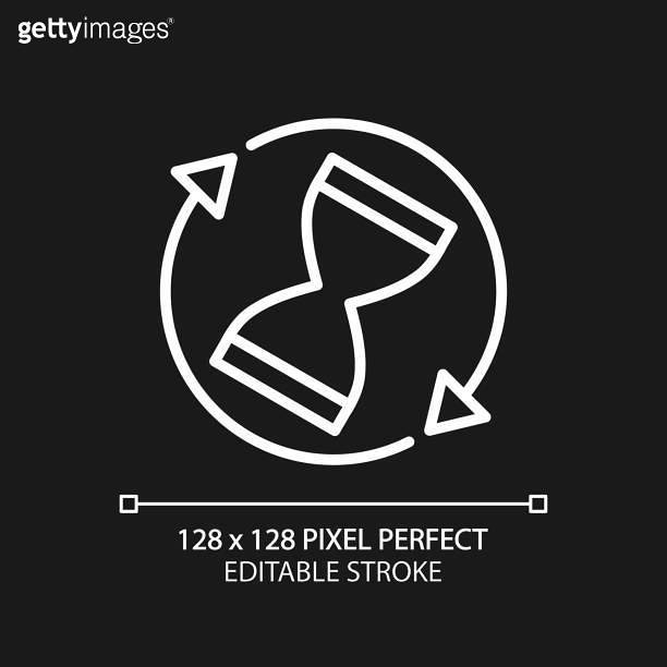 Rotating sand clock pixel perfect white linear icon for dark theme 이미지 ...