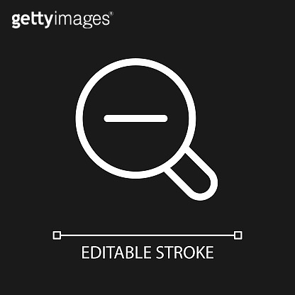 Magnifier and minus pixel perfect white linear ui icon for dark theme 이미지 (1417631192) - 게티이미지뱅크