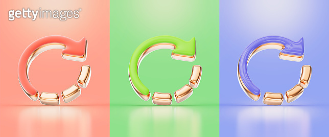 rotate sign red green and purple color 3d render concept for internet ...