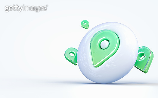 realistic 3d rendering Location sign 3d rendering icon on white glossy ...