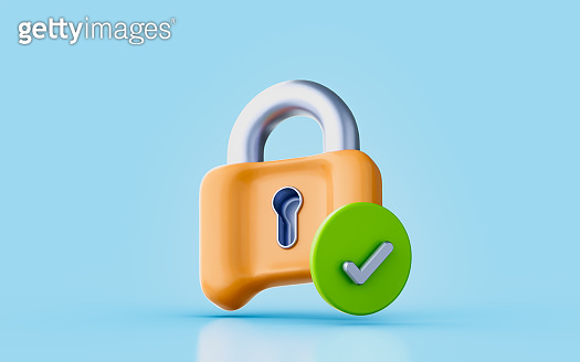 lock checkmark sign 3d render concept for security protection safe 이미지 ...