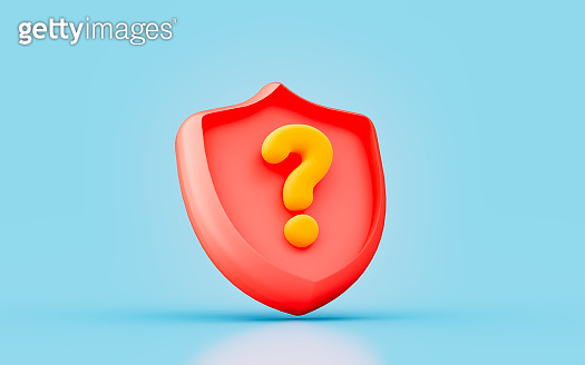 security shield question mark sign 3d render concept for safety ...