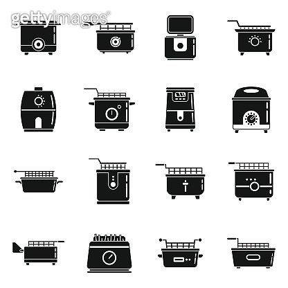 Bake deep fryer icons set simple vector. Electric cook food 이미지 (1388146422) - 게티이미지뱅크