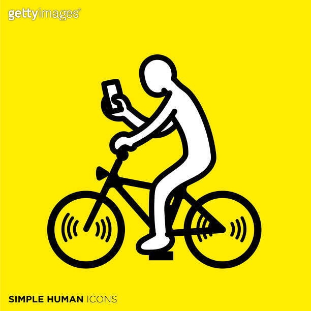 A simple human icon series "People who drive a bicycle while operating ...