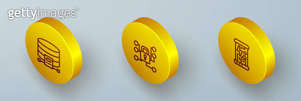 Set Isometric line Cloud database, Cyber security and Cryogenic ...